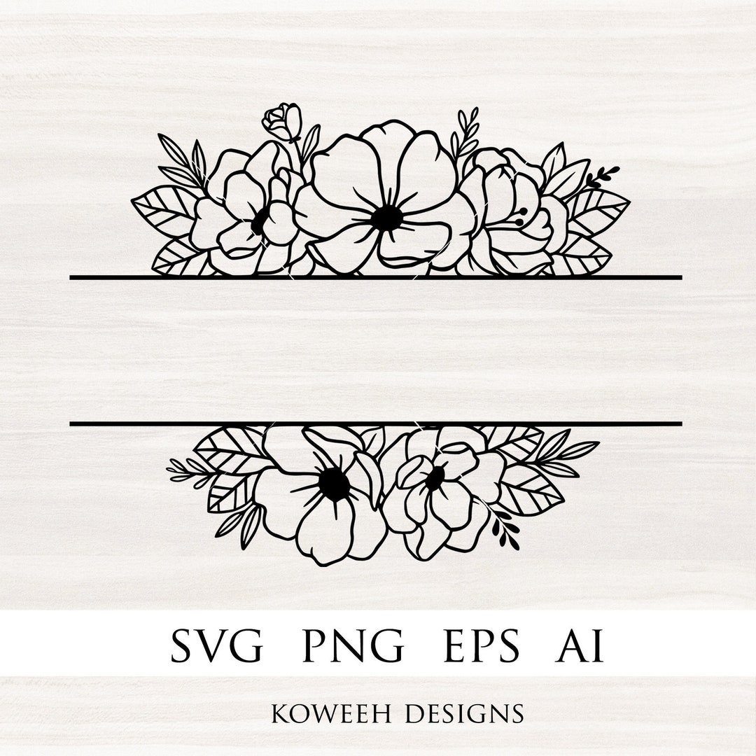 Split Floral Frame Svg Floral Monogram Border Floral Border - Etsy