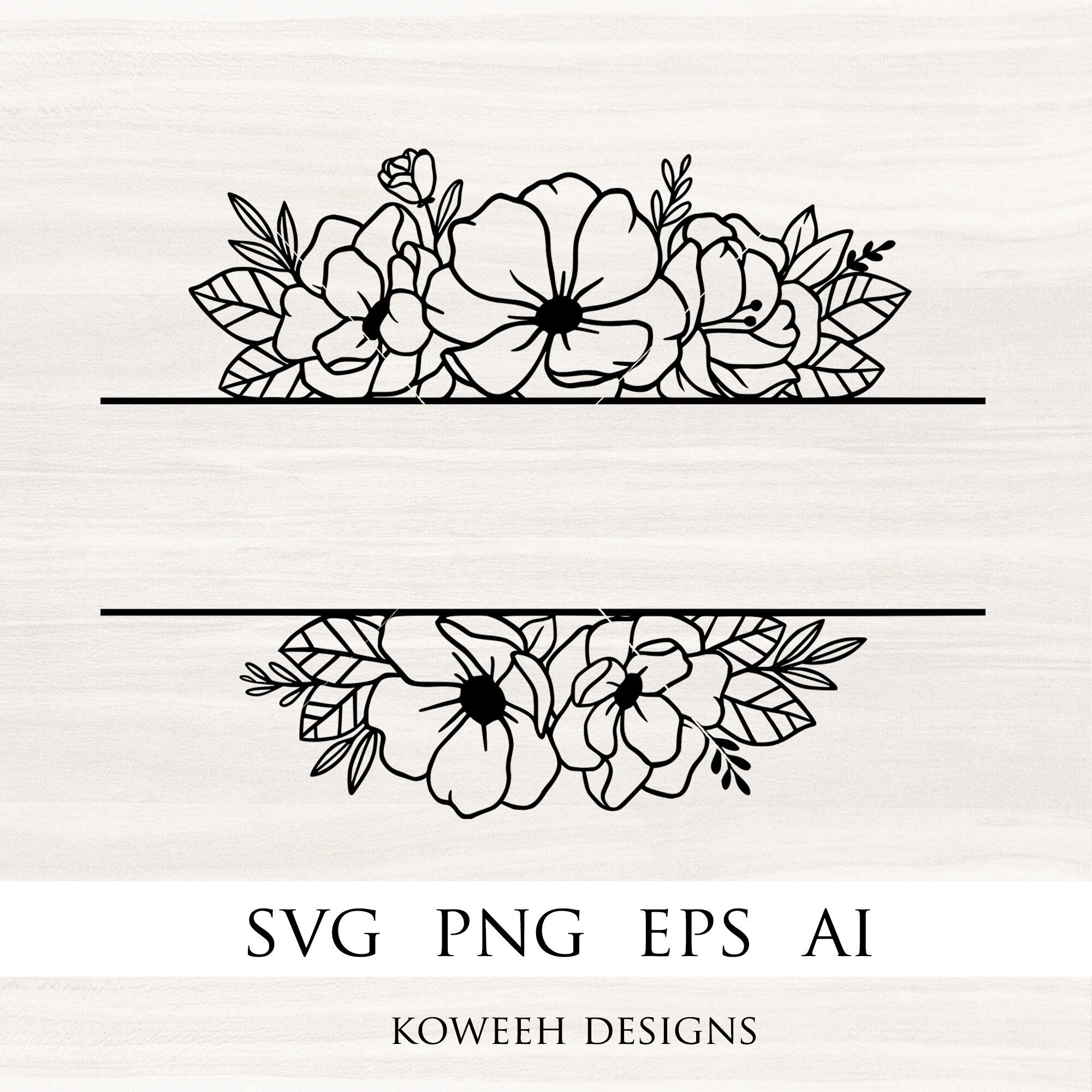 Split Floral Frame Svg Floral Monogram Border Floral Border - Etsy