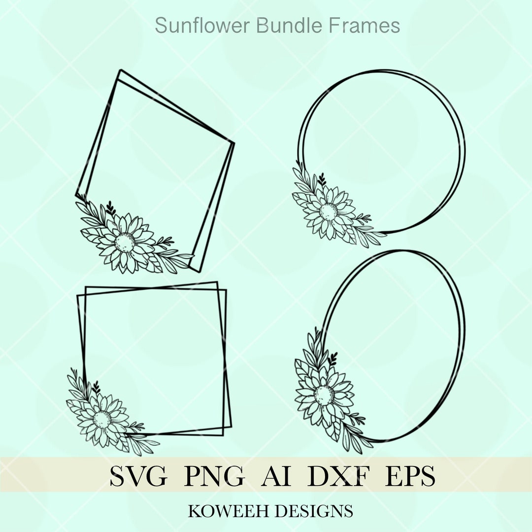 Sunflower Frame Svg Floral Frame Svg Diamond Frame Svg - Etsy