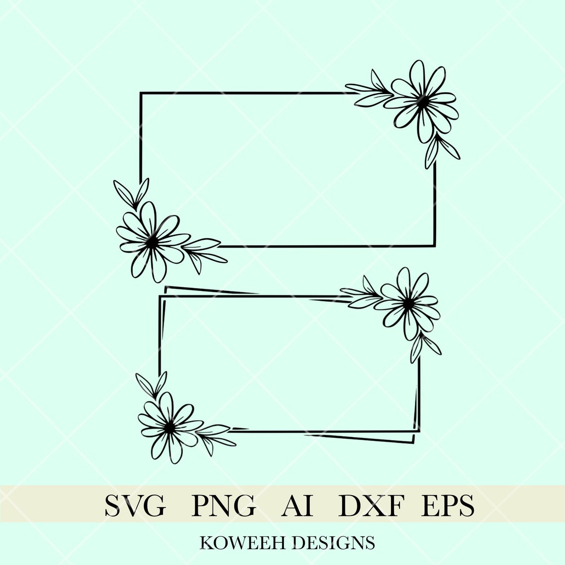 Floral Rectangle Frame Svg Floral Corner Svg Flower Border - Etsy