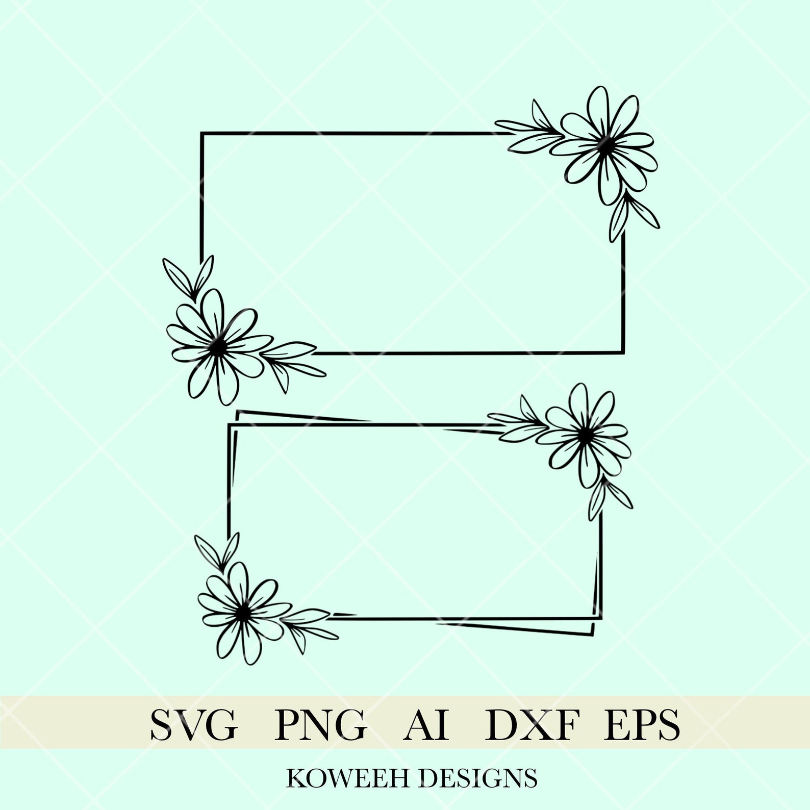 Floral Rectangle Frame Svg Floral Corner Svg Flower Border - Etsy