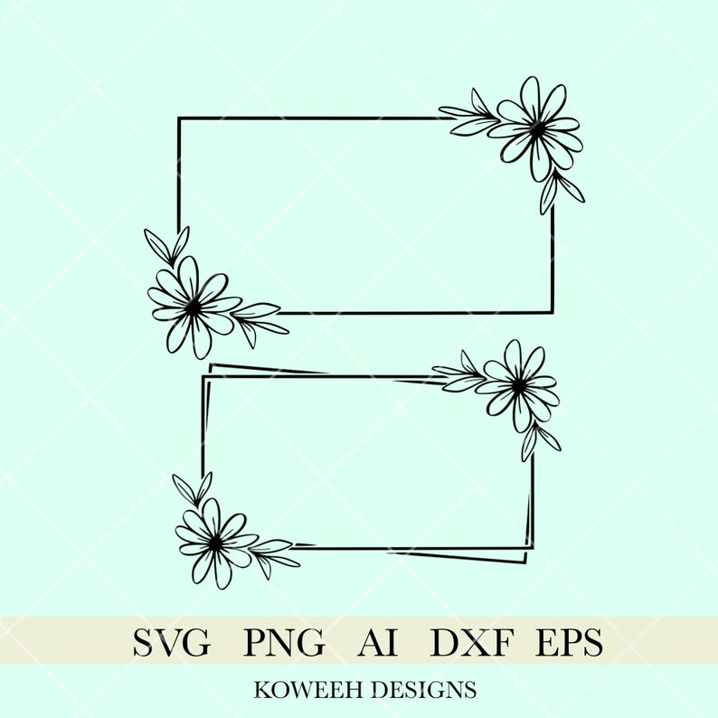Floral Rectangle Frame Svg Floral Corner Svg Flower Border - Etsy