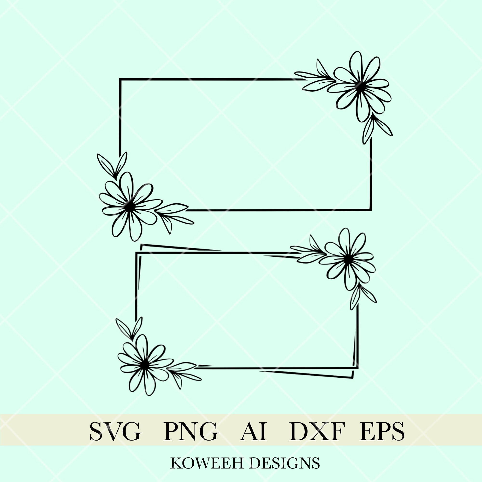 Floral Rectangle Frame Svg Floral Corner Svg Flower Border - Etsy Australia
