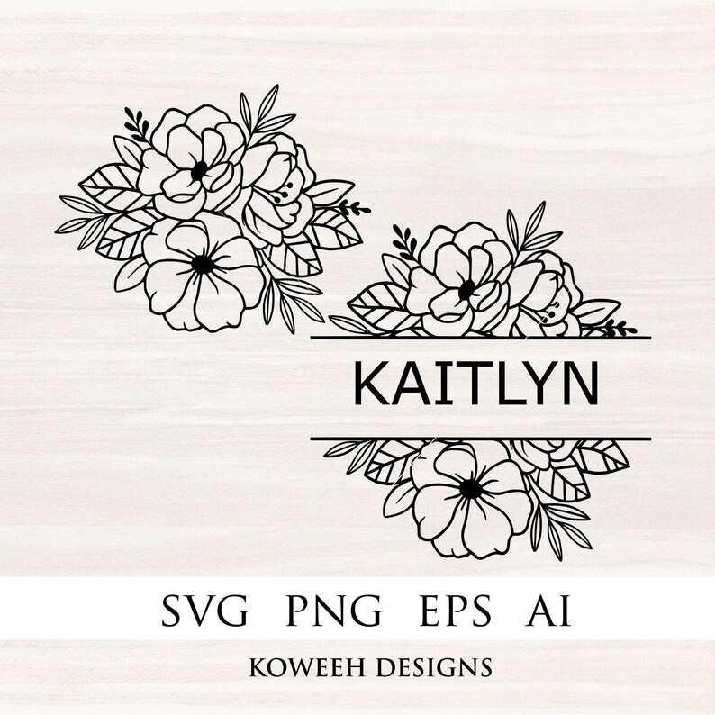 Split Floral Frame Svg Floral Bouquet Svg Floral Monogram | Etsy