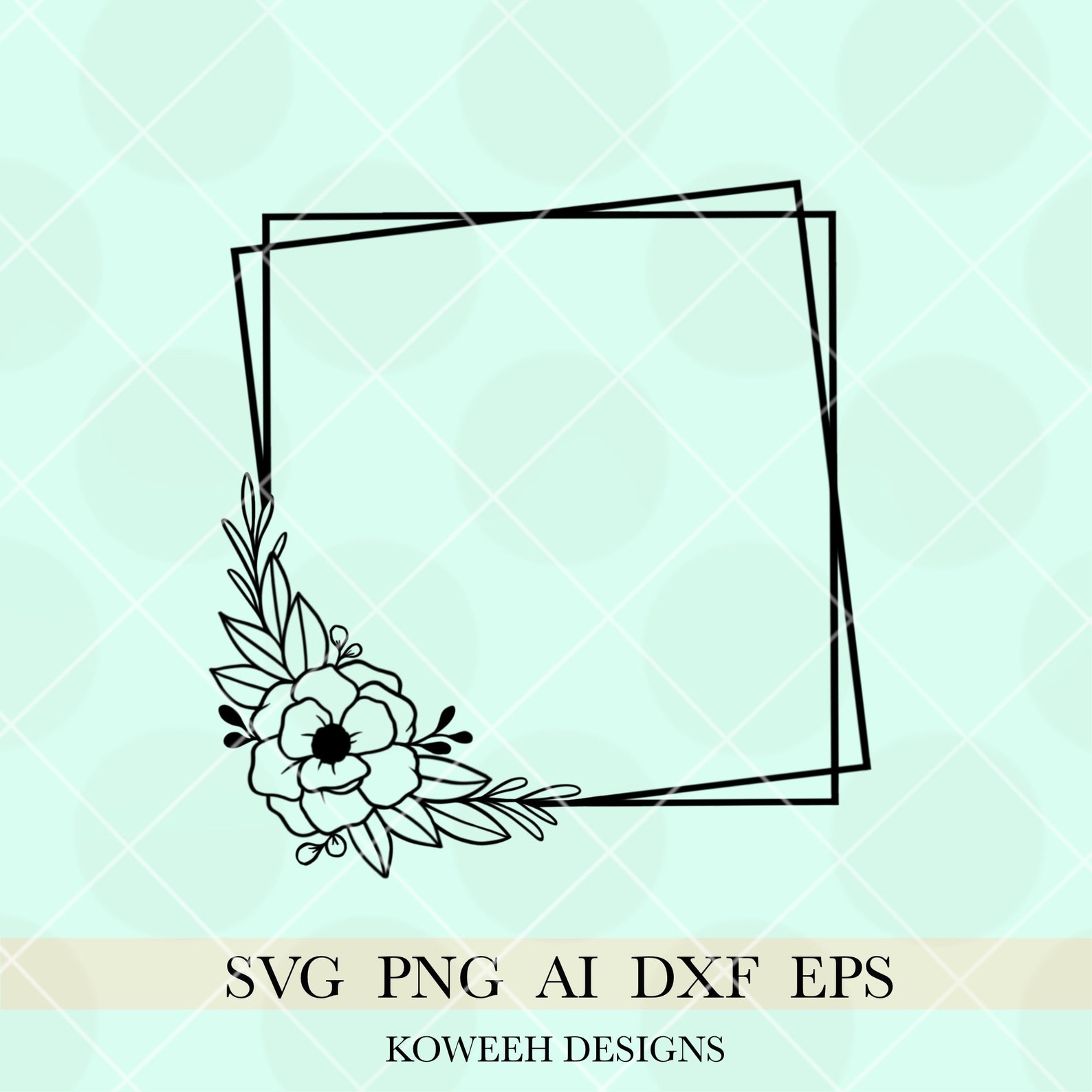 Floral Square Frame Svg Floral Border Svg Flower Border Svg - Etsy