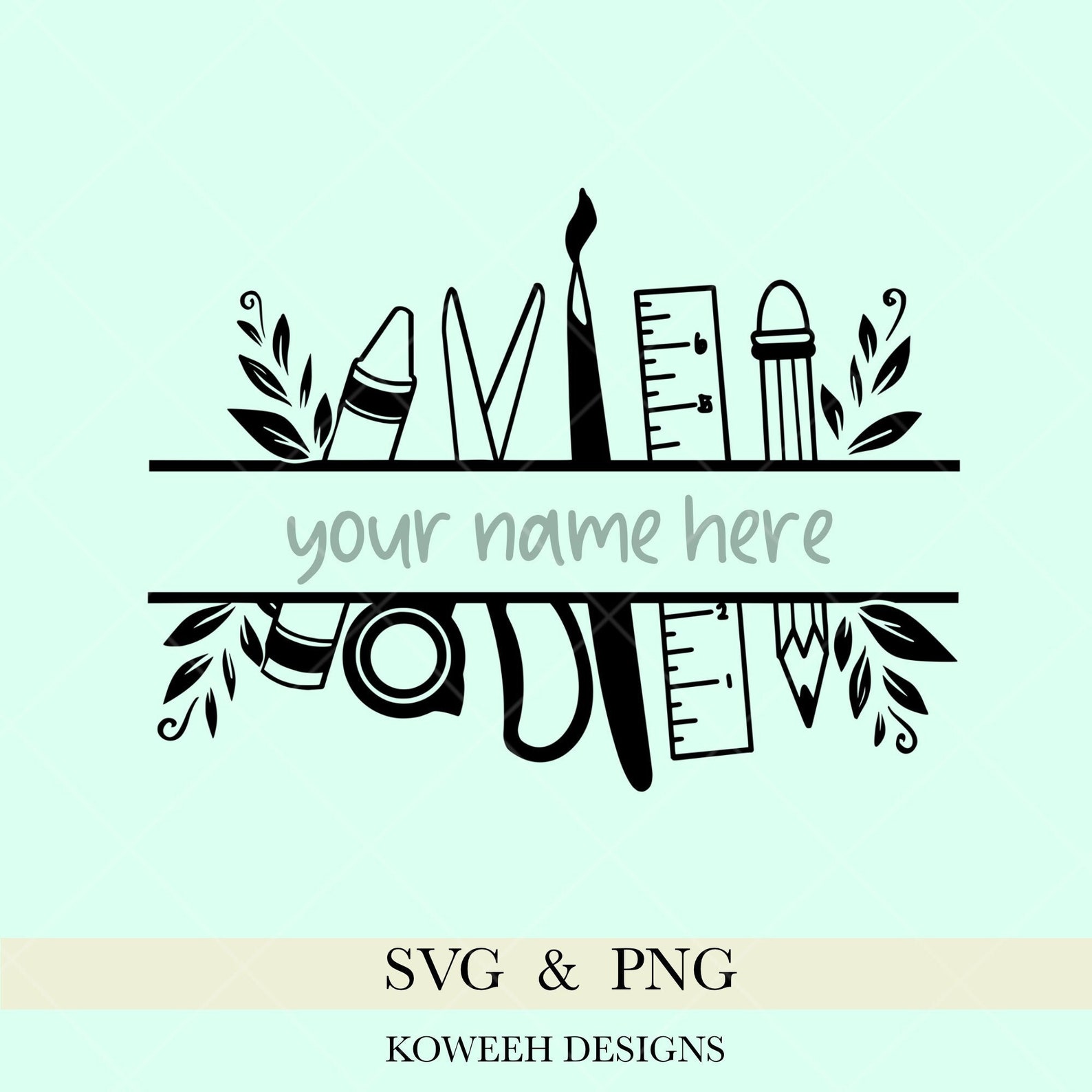 Teacher Split Monogram Svg Floral Teacher Split Frame Split Etsy