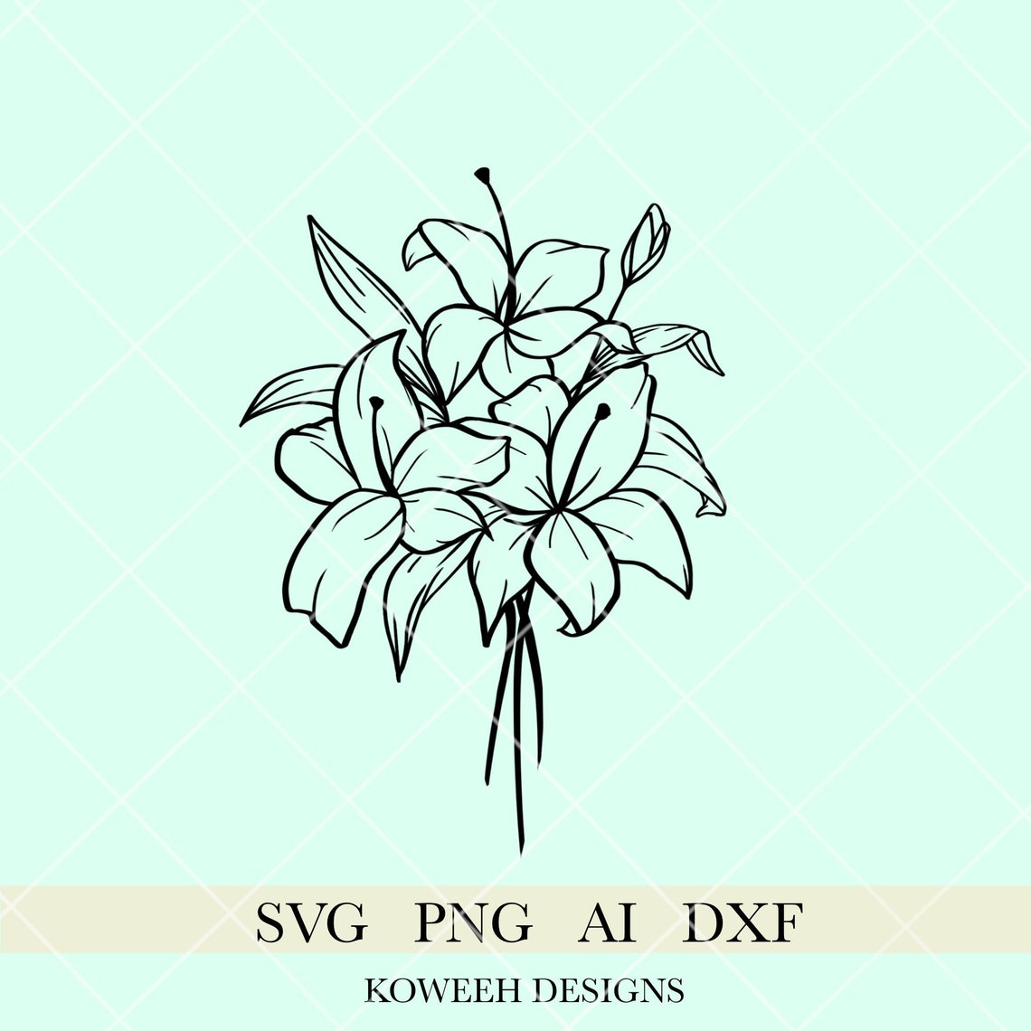 LILY FLOWER SVG Lily Svg Lily Bouquet Svg Flower Svg - Etsy