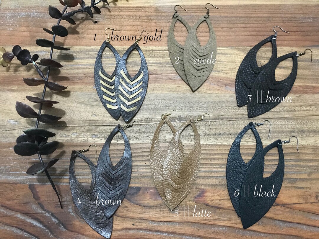 Leather Tear Drop Earrings || Boho Style || Western Style - Etsy