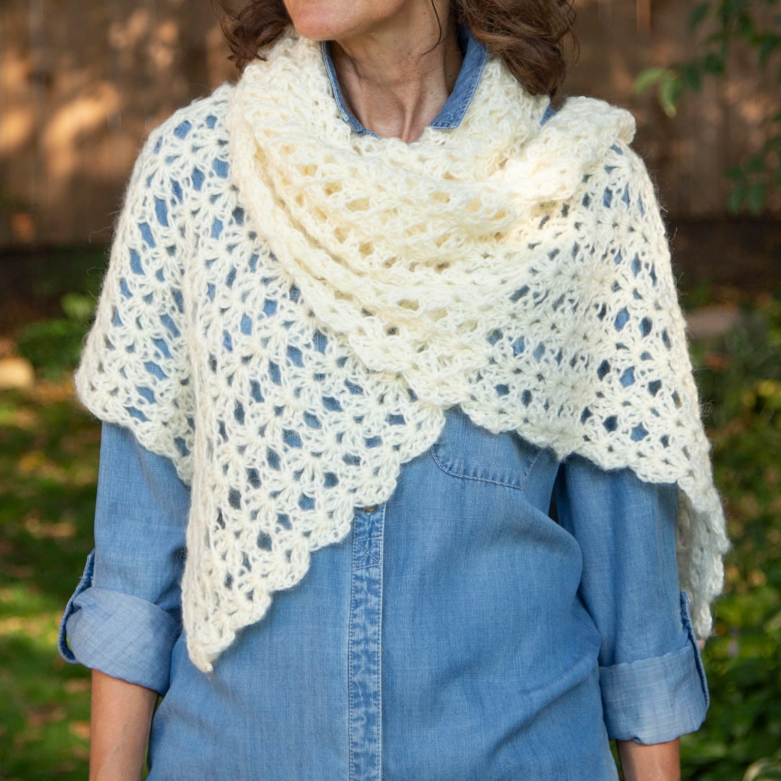 Crocheted Shawl/scarf, Intricate Pattern, 60" X 16.5", Soft Yarn ...