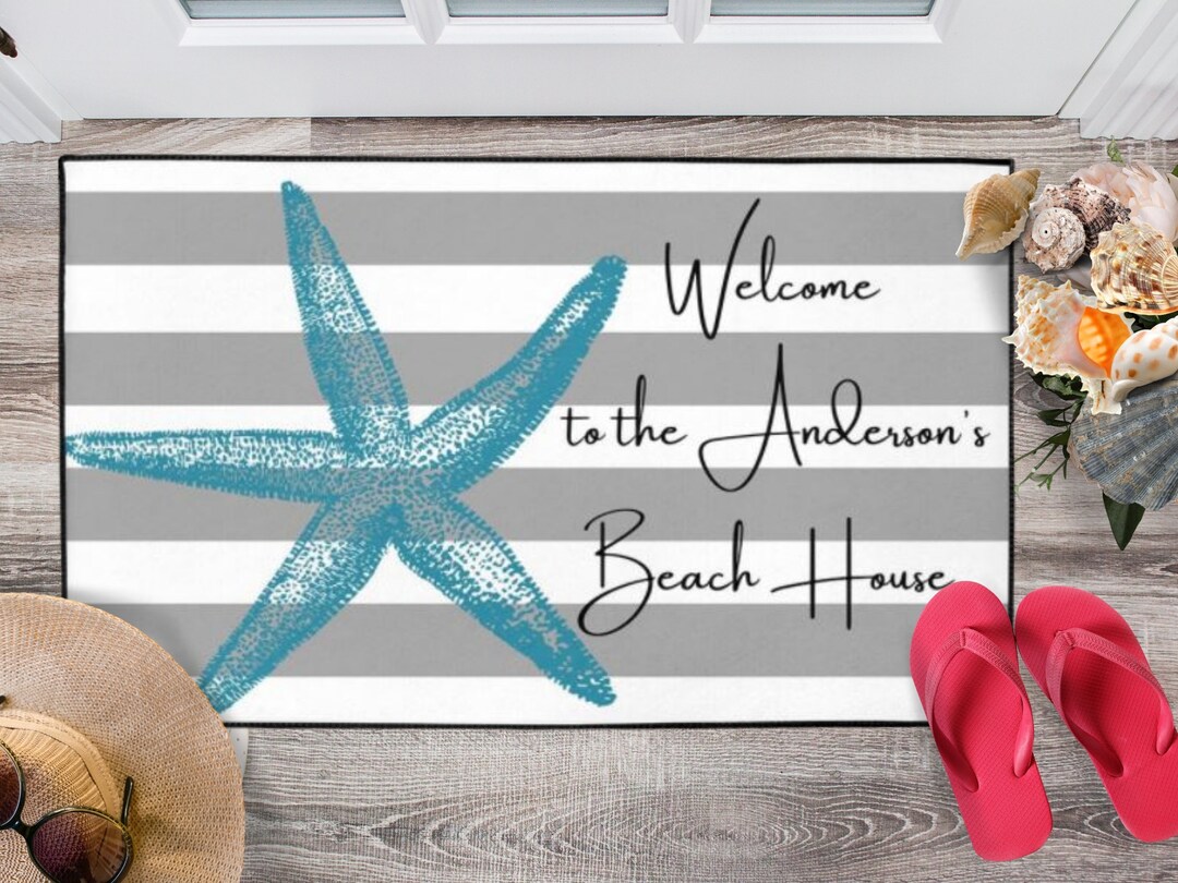 Custom Beach House Welcome Mat | Door Mat Personalized | Beach House ...
