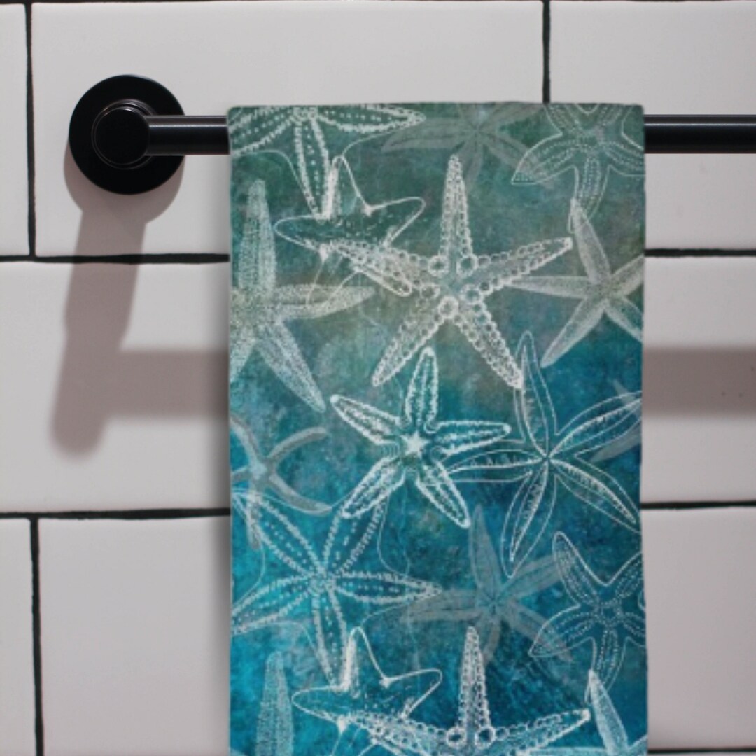Starfish Coastal Bathroom Hand Towel | Coastal Decor | Bathroom Decor ...