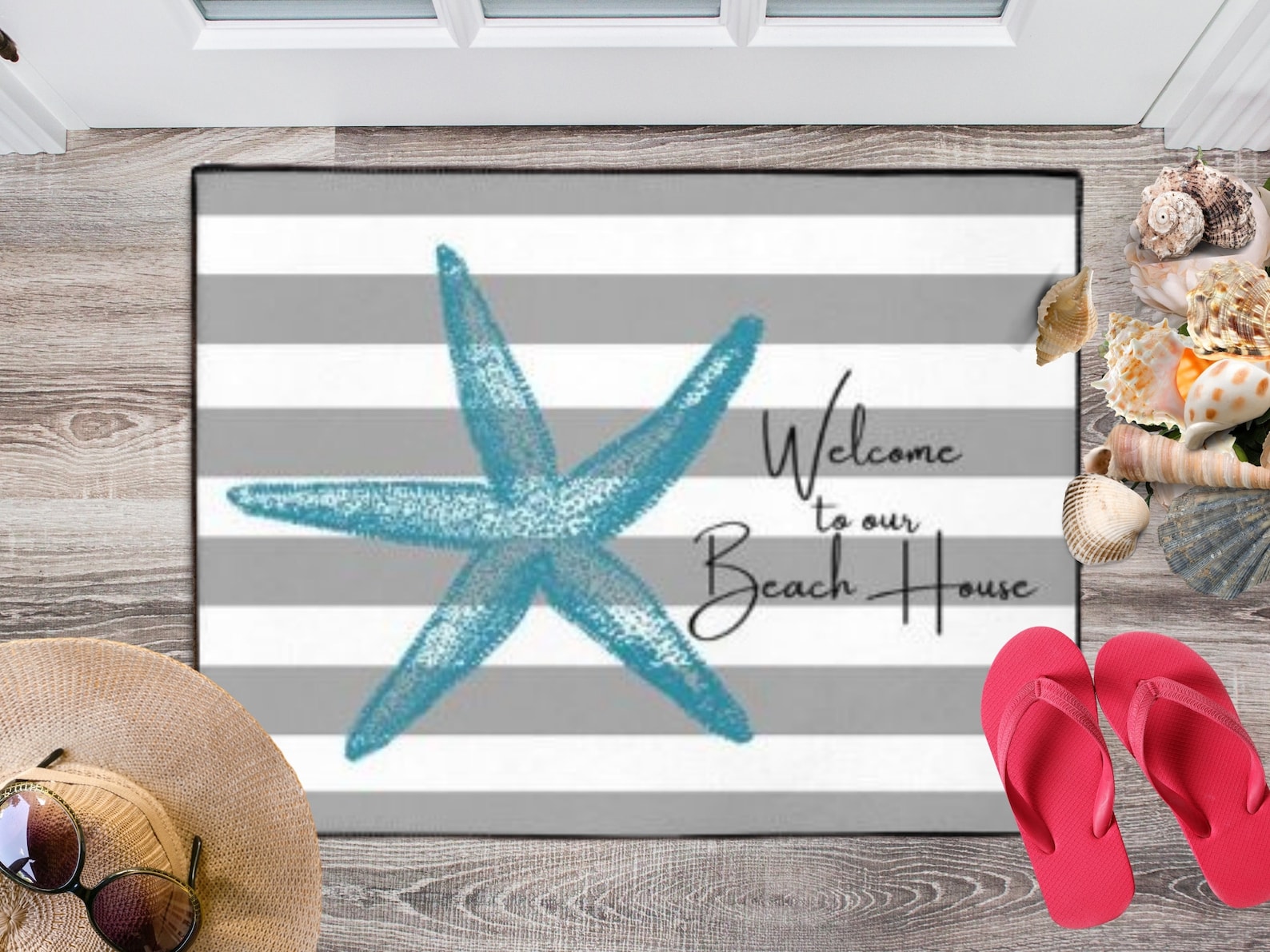 Custom Beach House Welcome Mat | Door Mat Personalized | Beach House ...