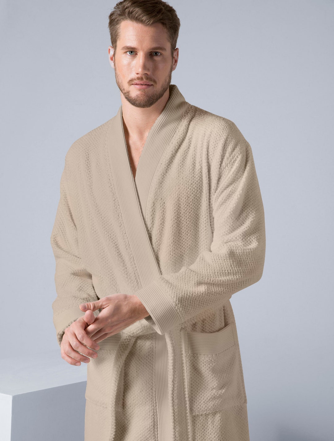 Turkish Cotton Terry Men's Bathrobe - Kimono Cotton Terry Cloth Robe ...