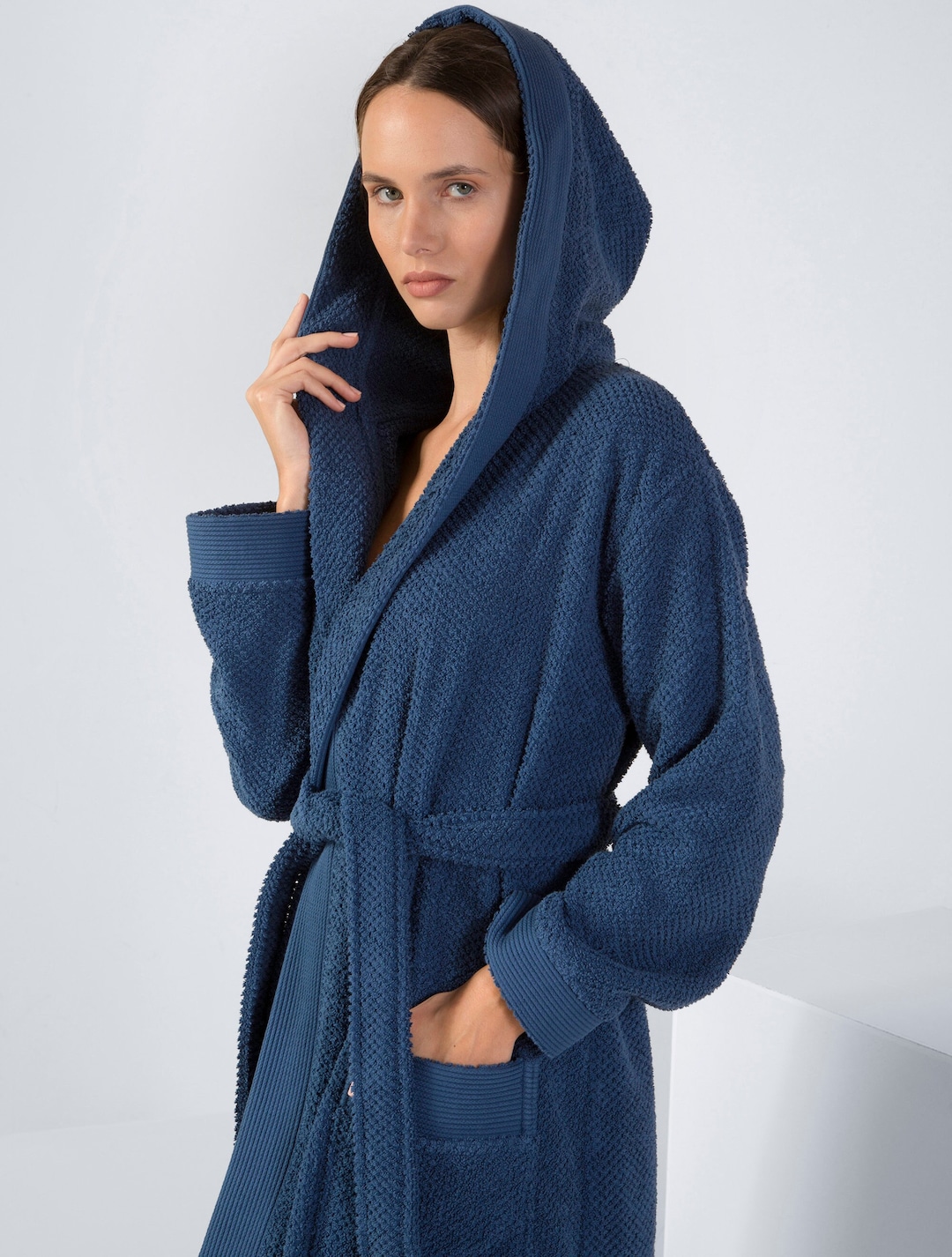Turkish Cotton Terry Women's Premium Bathrobe - Hooded Cotton Terry ...