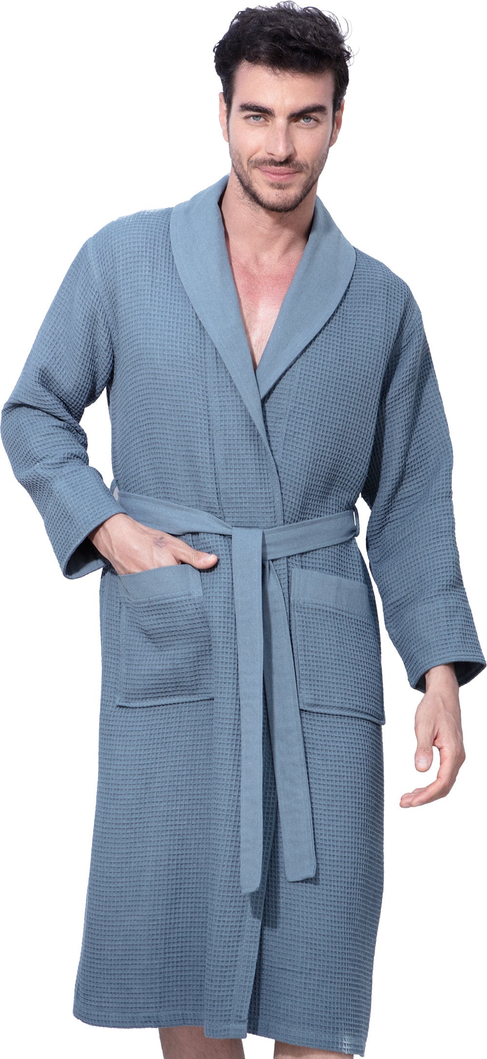 Men's Full Length Lightweight Waffle Spa Robe With Shawl - Etsy