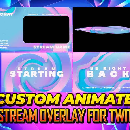 Purple and Blue Animated Stream Overlay Package - Etsy