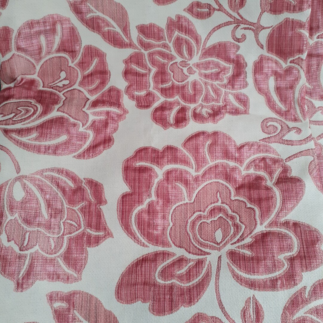 Lorient 'elenor' Faux-silk Floral Brocade Fabric Pink on Sand/beige ...