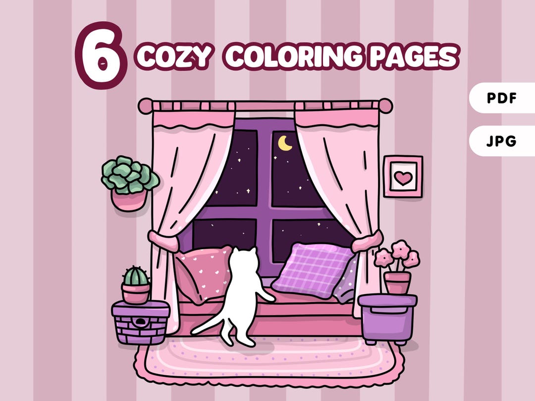 Cute Cozy Coloring Pages for Teens and Adult Instant Download PDF ...
