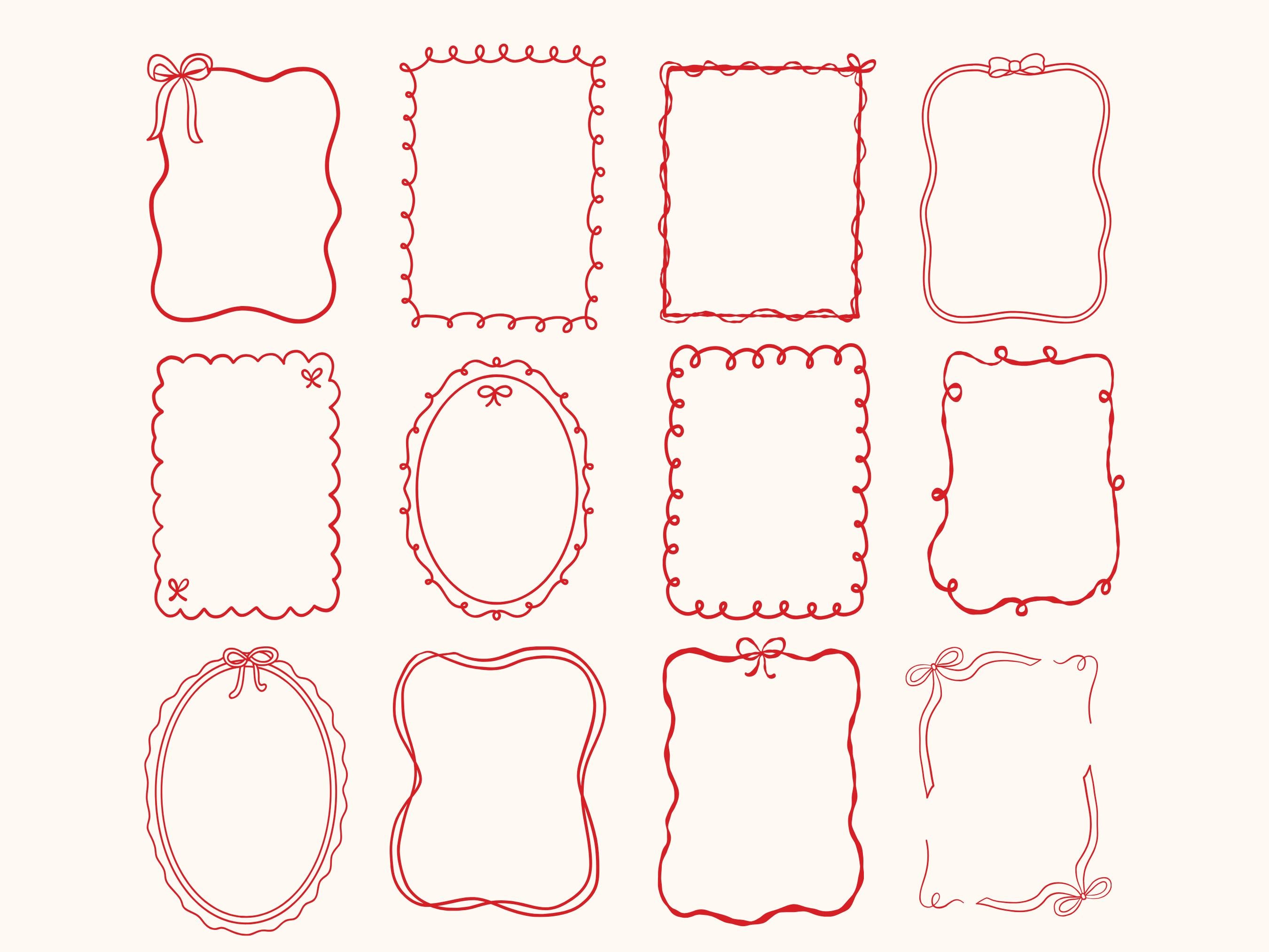 Hand Drawn Whimsical Frames Clipart Bundle , Doodle Borders for ...