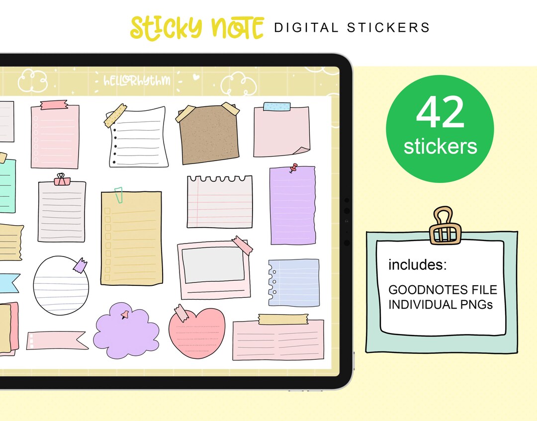 Hand Drawn Sticky Note Goodnotes Digital Stickers, Notepad Stickers ...