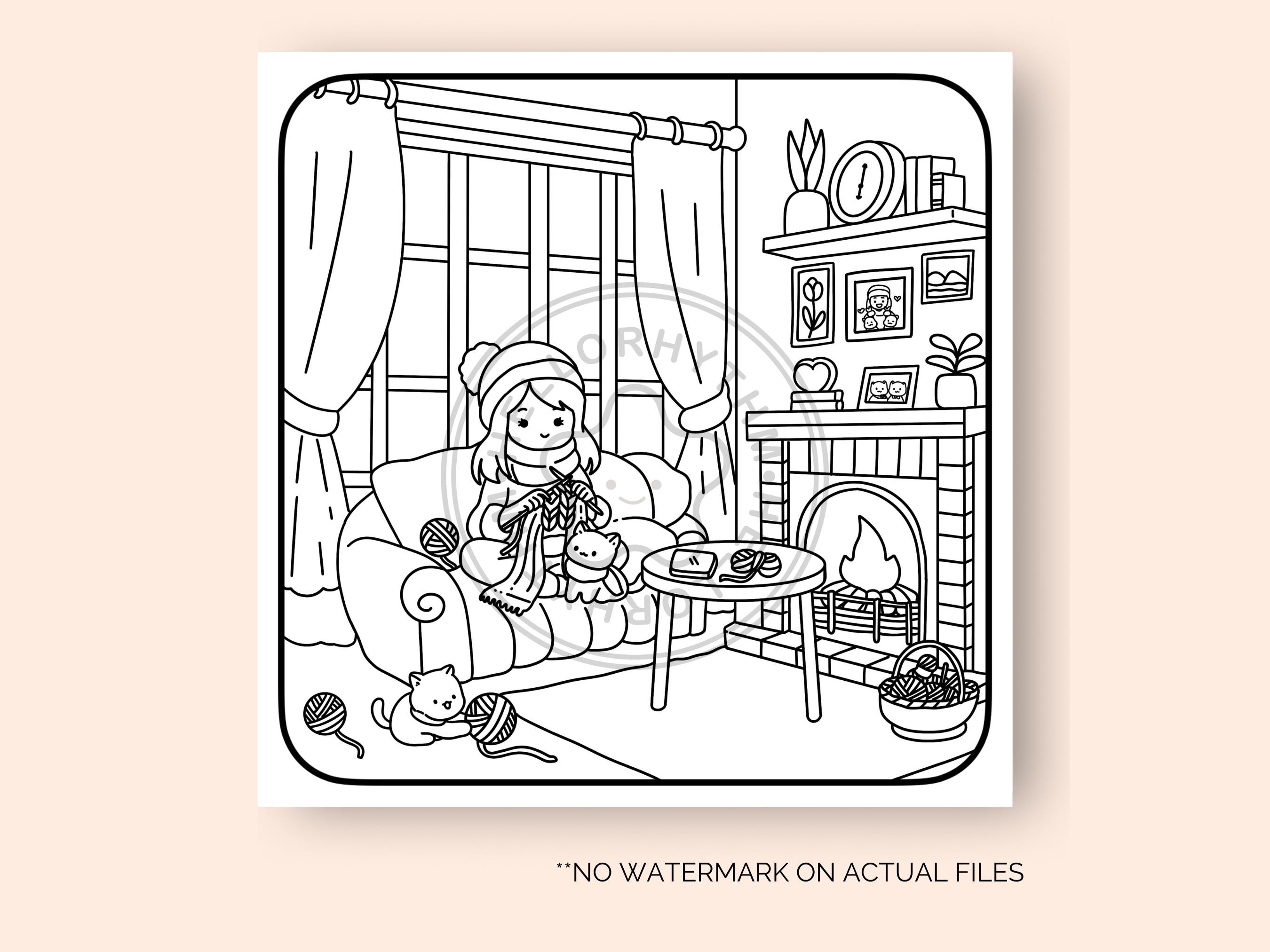 Cute Cozy Coloring Pages Cozy Fall Autumn Coloring Sheets for Kids and ...