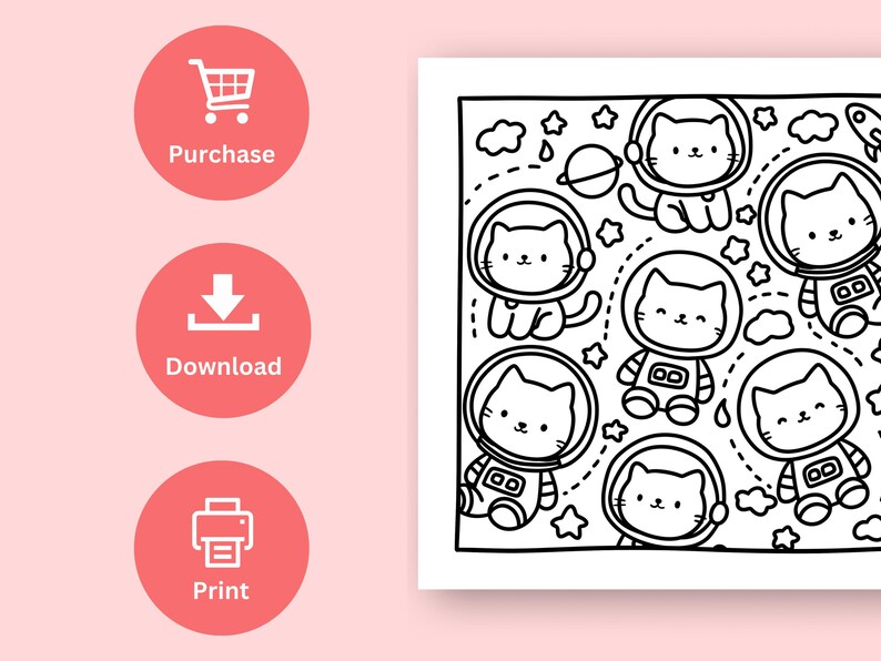 Cute Cat Pattern Coloring Pages Bold and Easy Cat Coloring Sheets for ...