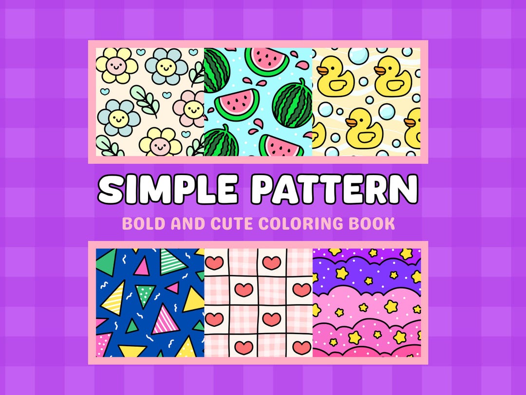 Simple Pattern Coloring Book Bold and Cute Coloring for Adults and Kids ...