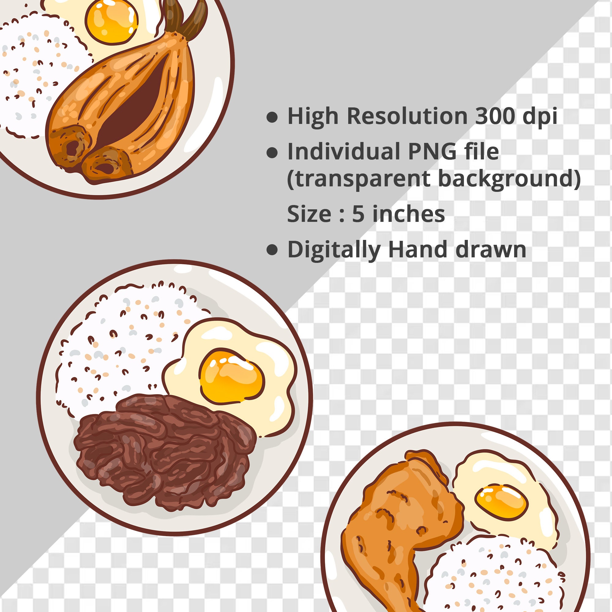 Silog Clip Art , Filipino Breakfast Dish , Digital File , Hand Drawn ...