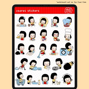 Cute Household Chores Digital Stickers , Goodnotes Stickers for Digital ...