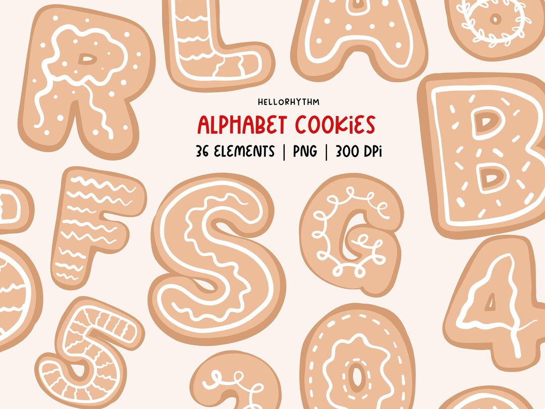 Gingerbread Alphabet Clipart Letters & Numbers | Hand Drawn Christmas ...