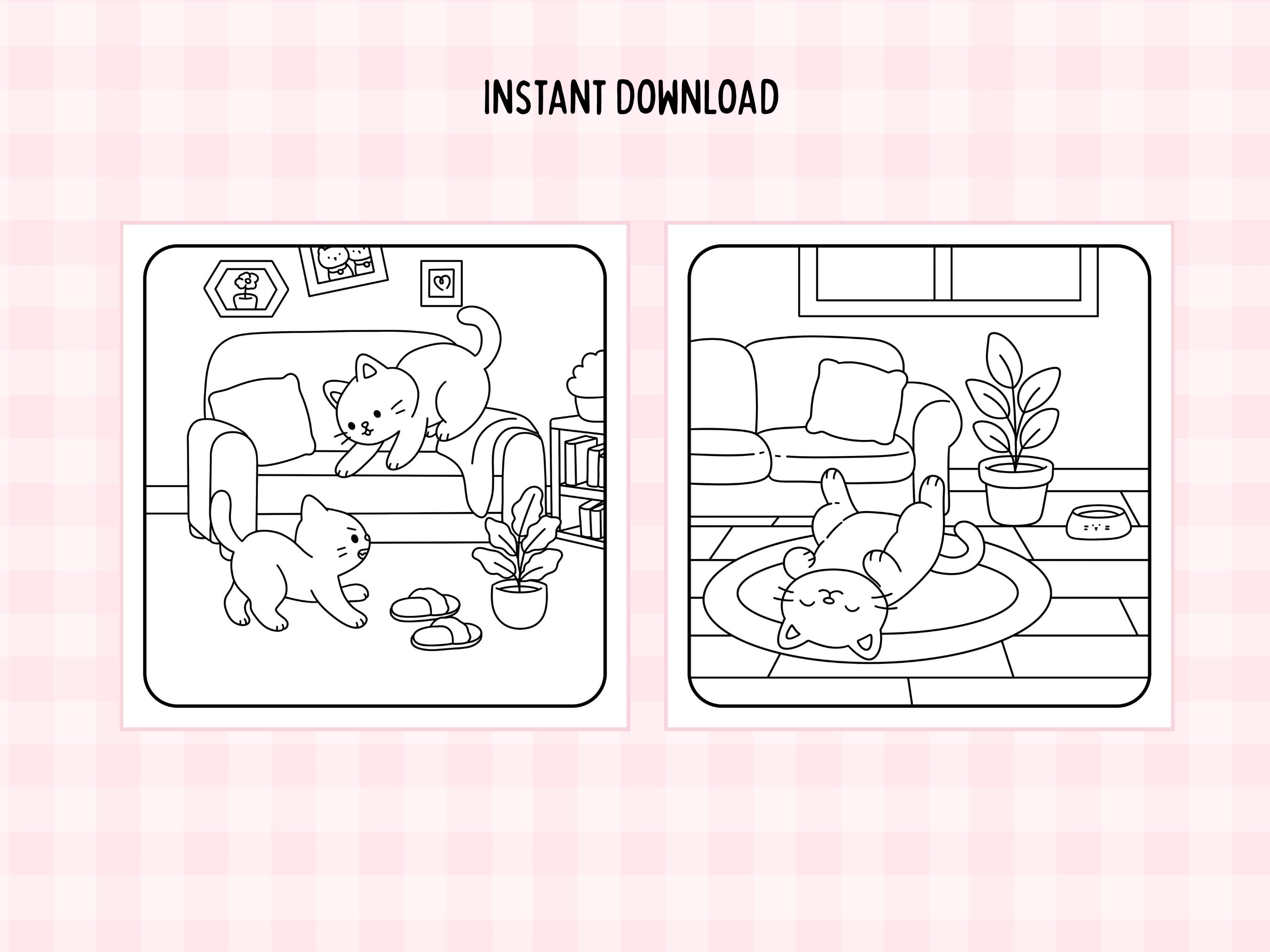 Cute Cat Coloring Pages Bold and Easy Cat Coloring Sheets for Kids and ...