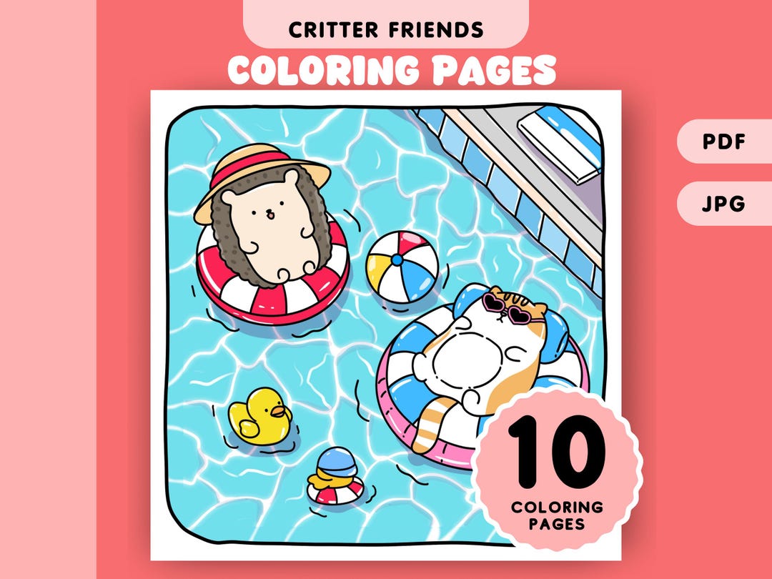 Cute Animal Friends Coloring Page Cozy Simple Coloring for Kids and ...