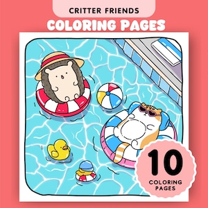 Cute Animal Friends Coloring Page Cozy Simple Coloring for Kids and ...