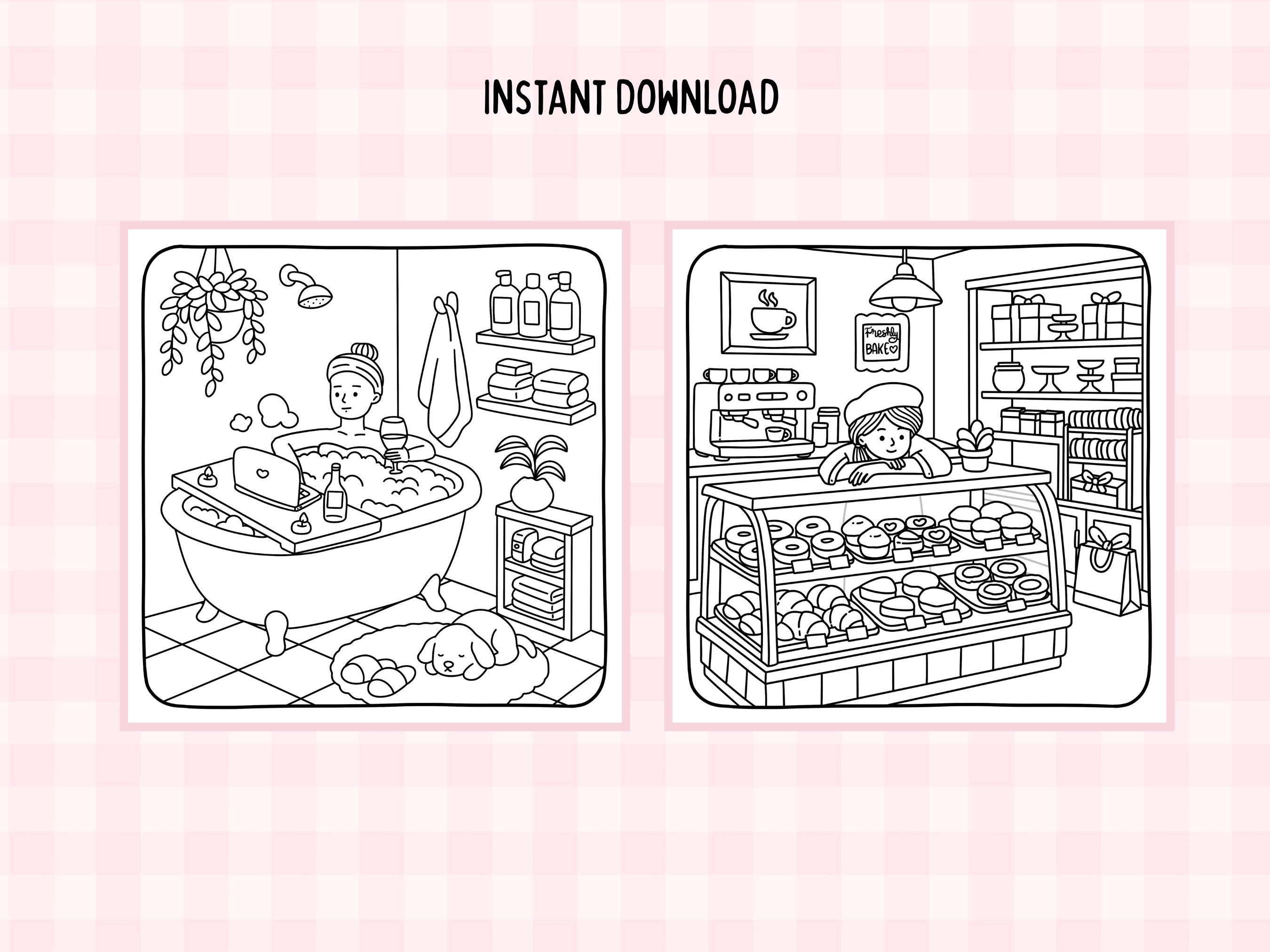 Girl Coloring Cozy Coloring Book Comfy Coloring Girl Daily Coloring for ...