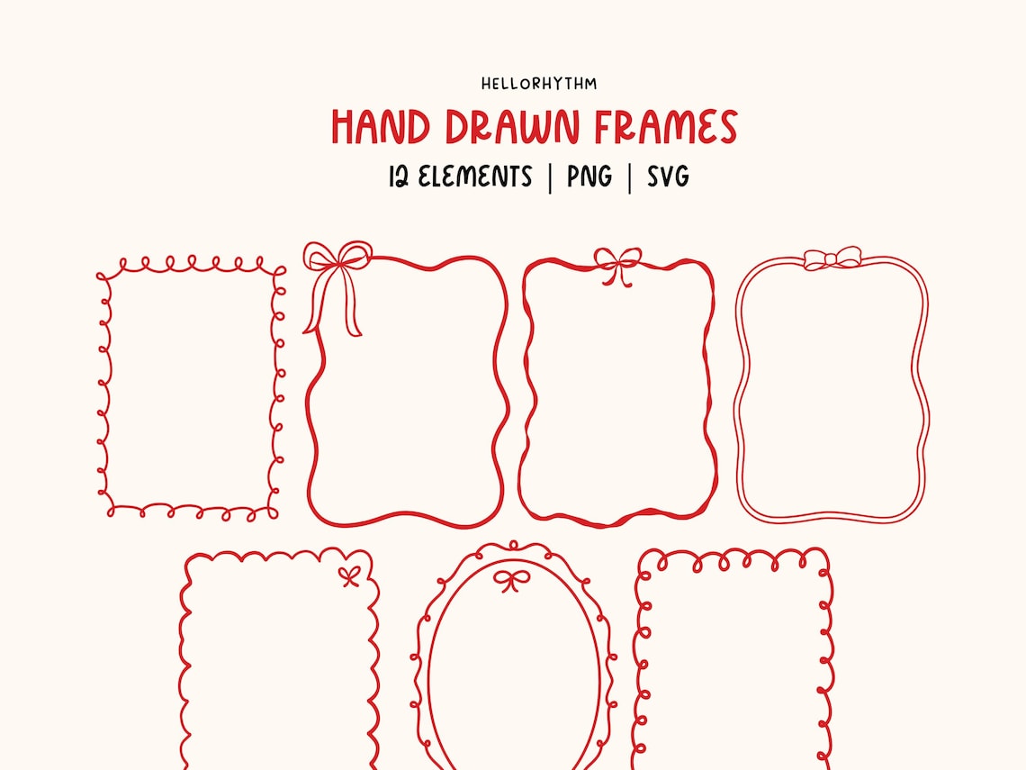Hand Drawn Whimsical Frames Clipart Bundle , Doodle Borders for ...