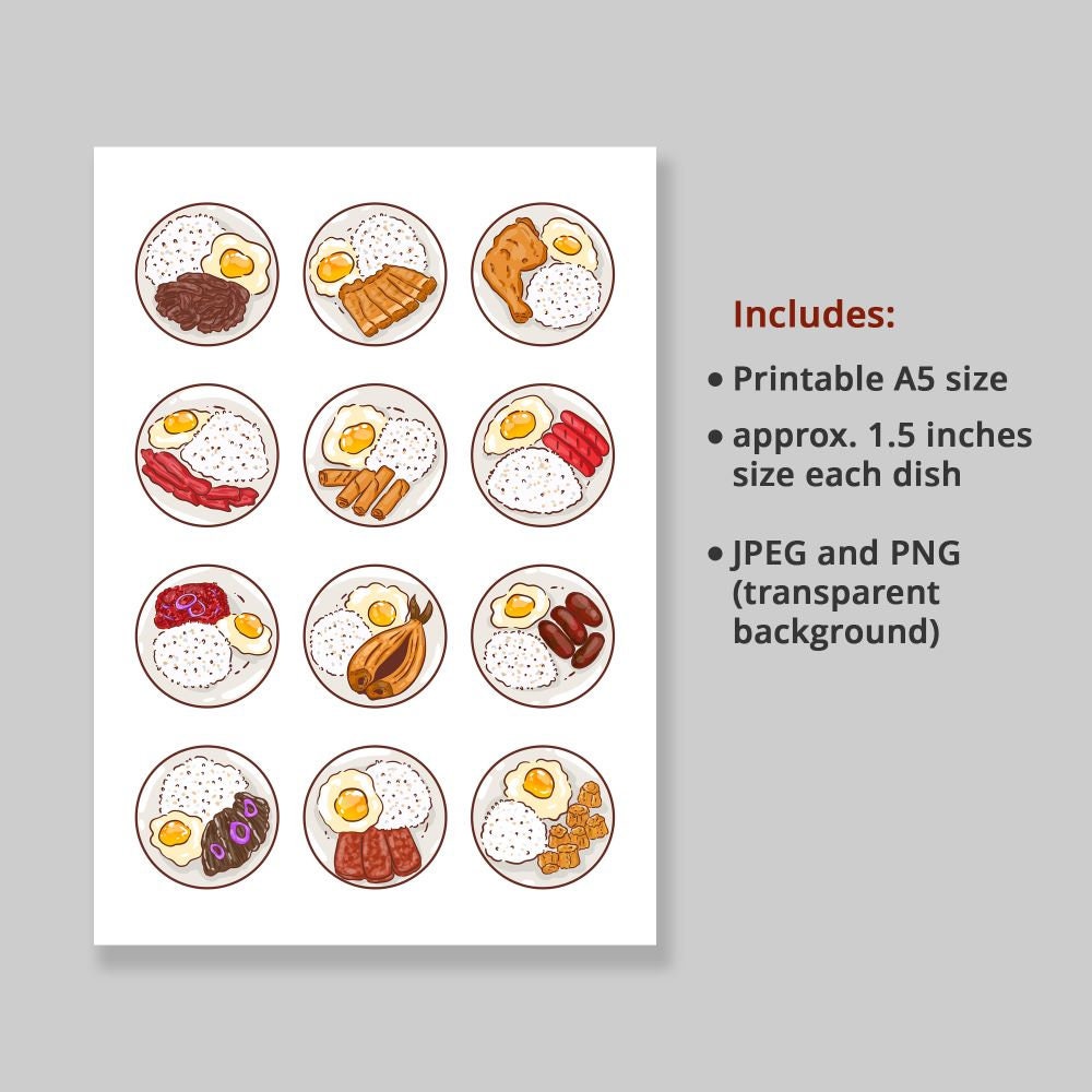 Silog Clip Art , Filipino Breakfast Dish , Digital File , Hand Drawn ...
