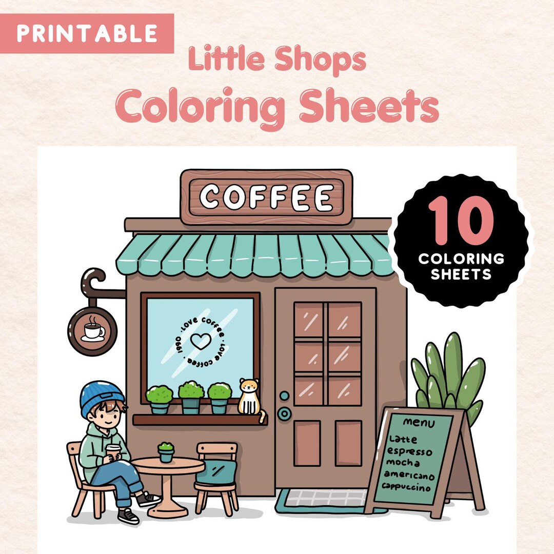Little Shops Coloring Pages Coffee Shop, Ice Cream Shop, Vending ...