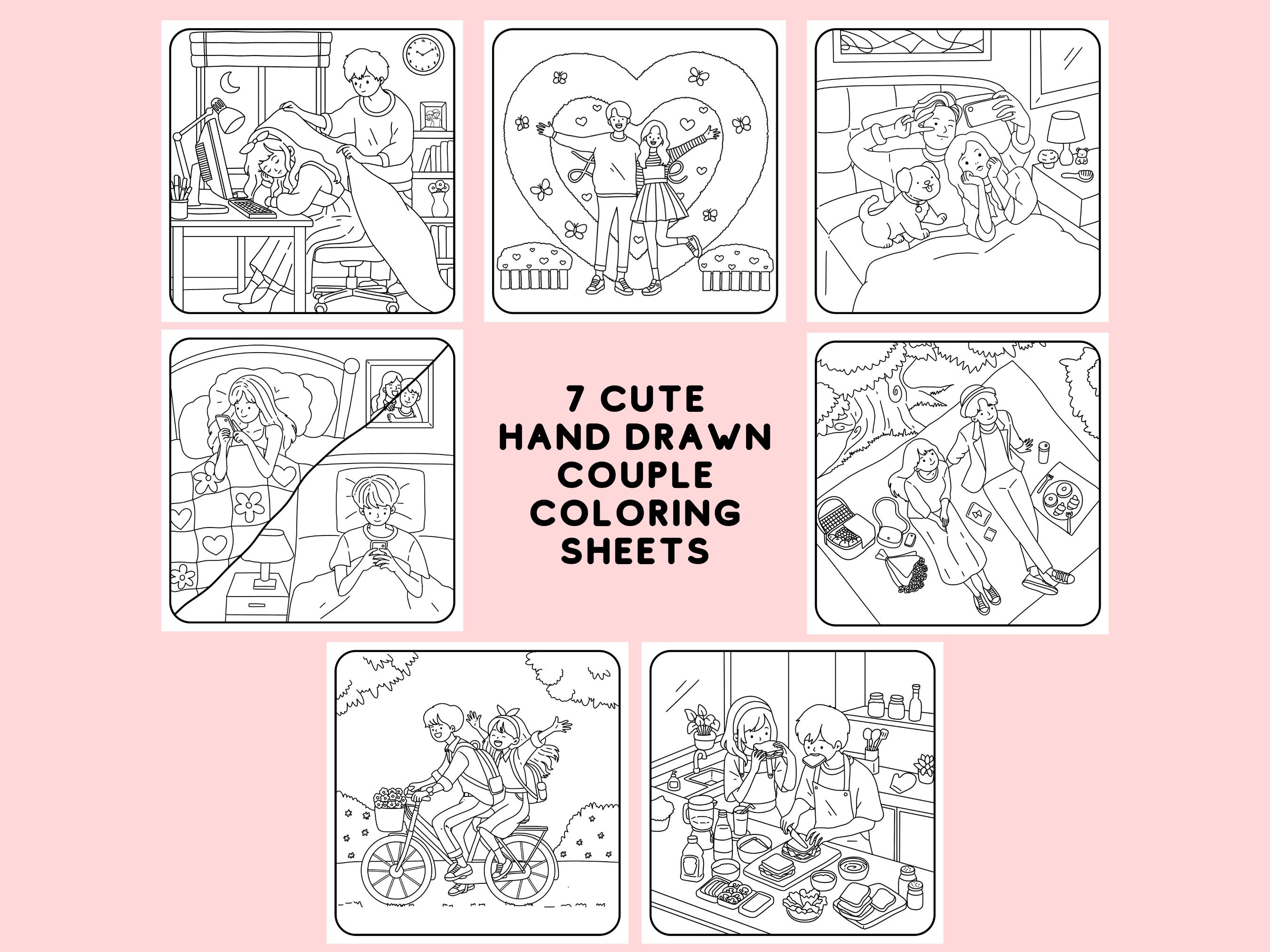 Cute Love Couple Coloring Pages Valentines Coloring Sheets Cozy Moments ...