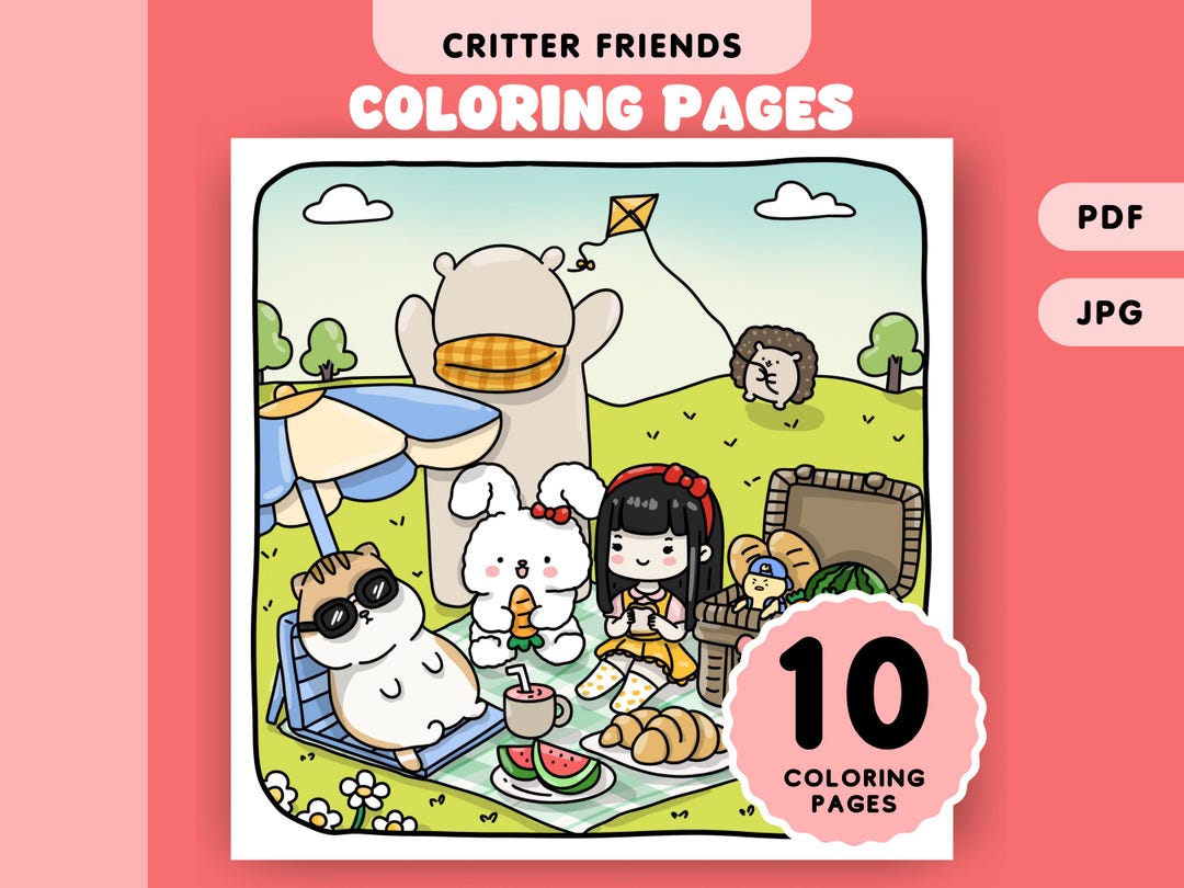 Cute Animal Friends Coloring Page Cozy Simple Coloring for Kids and ...