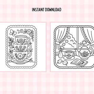 Tea Time Coloring Page Tea Party Coloring Activity for Kids and Adults ...