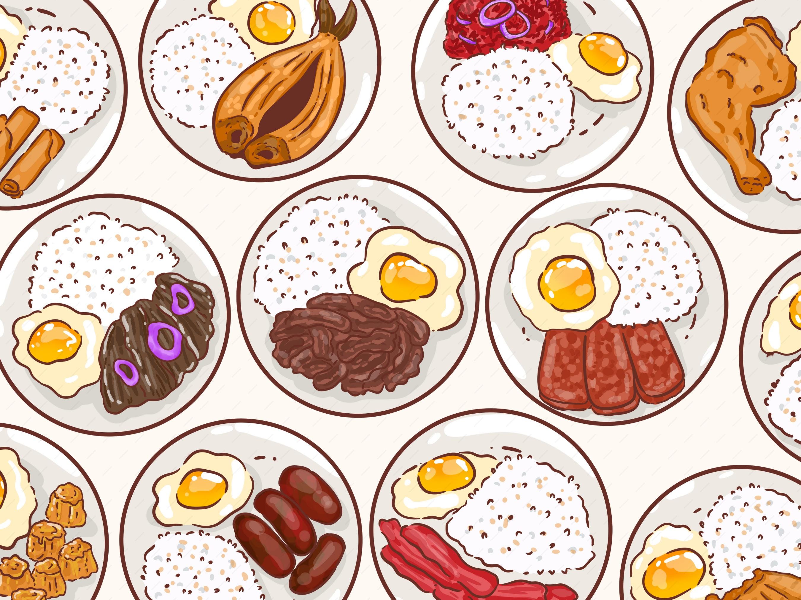 Filipino Silog Clipart – Cute Kawaii Breakfast PNG Hand Drawn Food ...