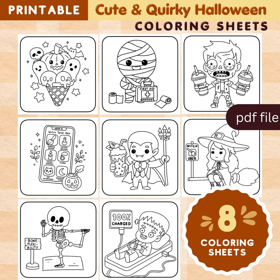 Fun Quirky Halloween Coloring Pages Printable | Bold and Easy Coloring ...