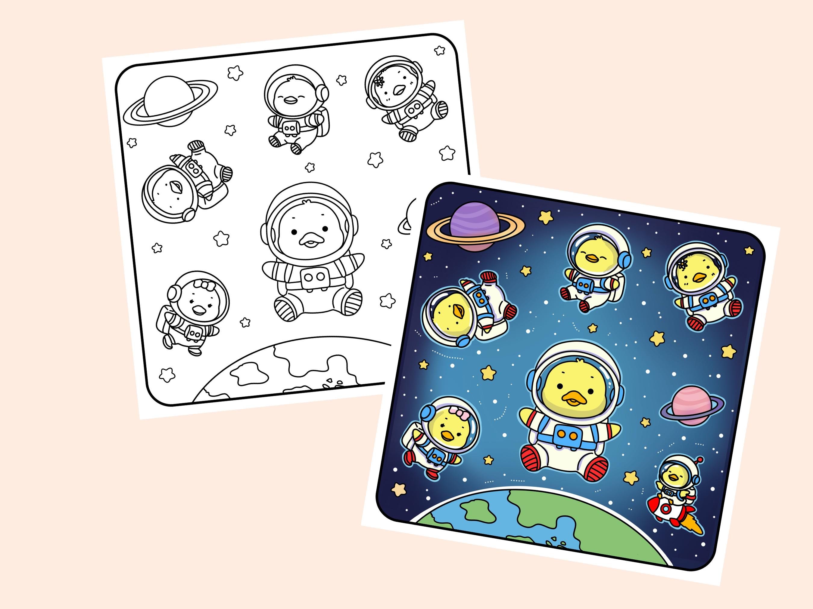 Cute Duck Coloring Pages Simple Kawaii Duck Coloring Sheets for Kids ...