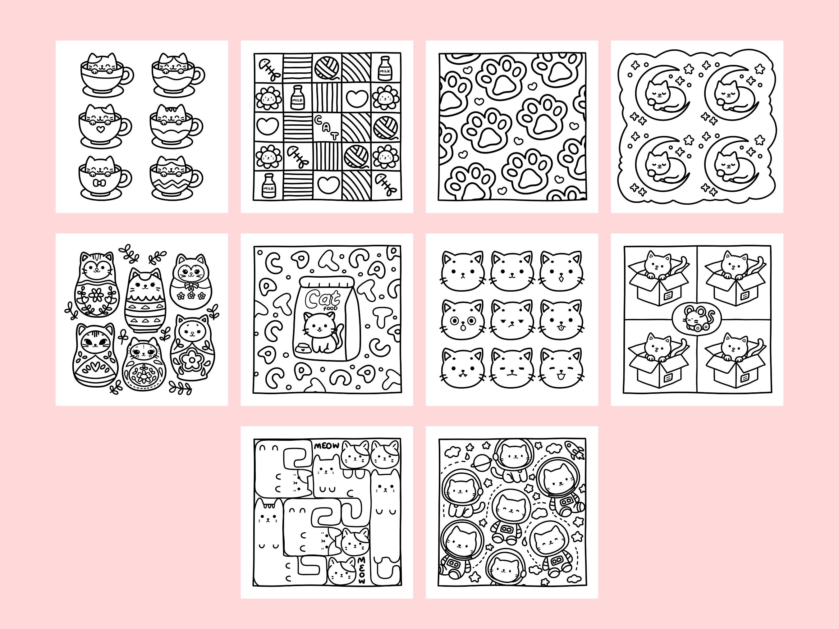 Cute Cat Pattern Coloring Pages Bold and Easy Cat Coloring Sheets for ...