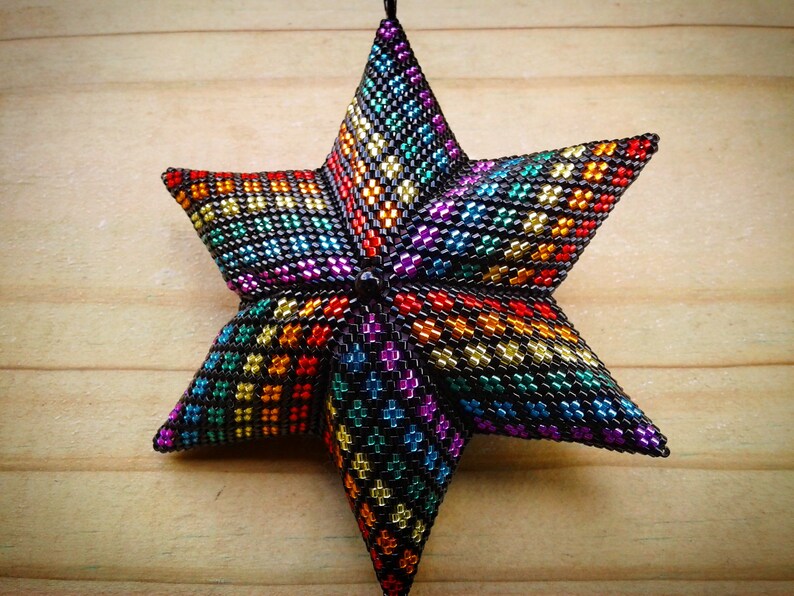 Beaded Star Patterns Beaded Rainbow Star Peyote Star - Etsy