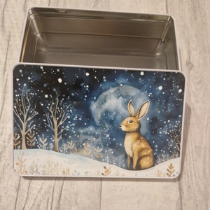 Winter Hares Tin, Rabbit Tin, Christmas Hares,storage Tin, Biscuit Tin ...