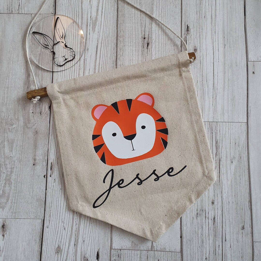 Jungle Animal Flag, Tiger Nursery, Wall Hanging, Tiger, Zebra, Lion ...