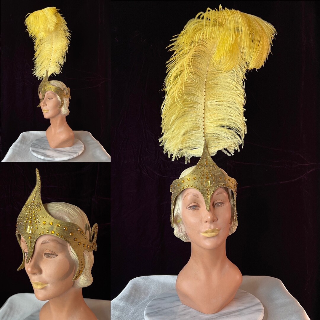 Golden Circus Plume Showgirl Headpiece // Las Vegas Ziegfeld - Etsy