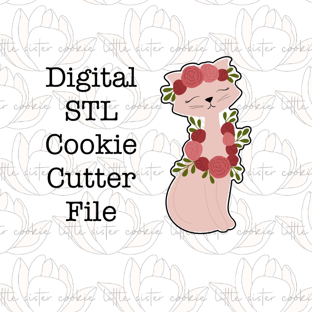 STL FILE ONLY Love Cat #4 - Floral Cat Cutter / Cat / Floral / Love Cat ...