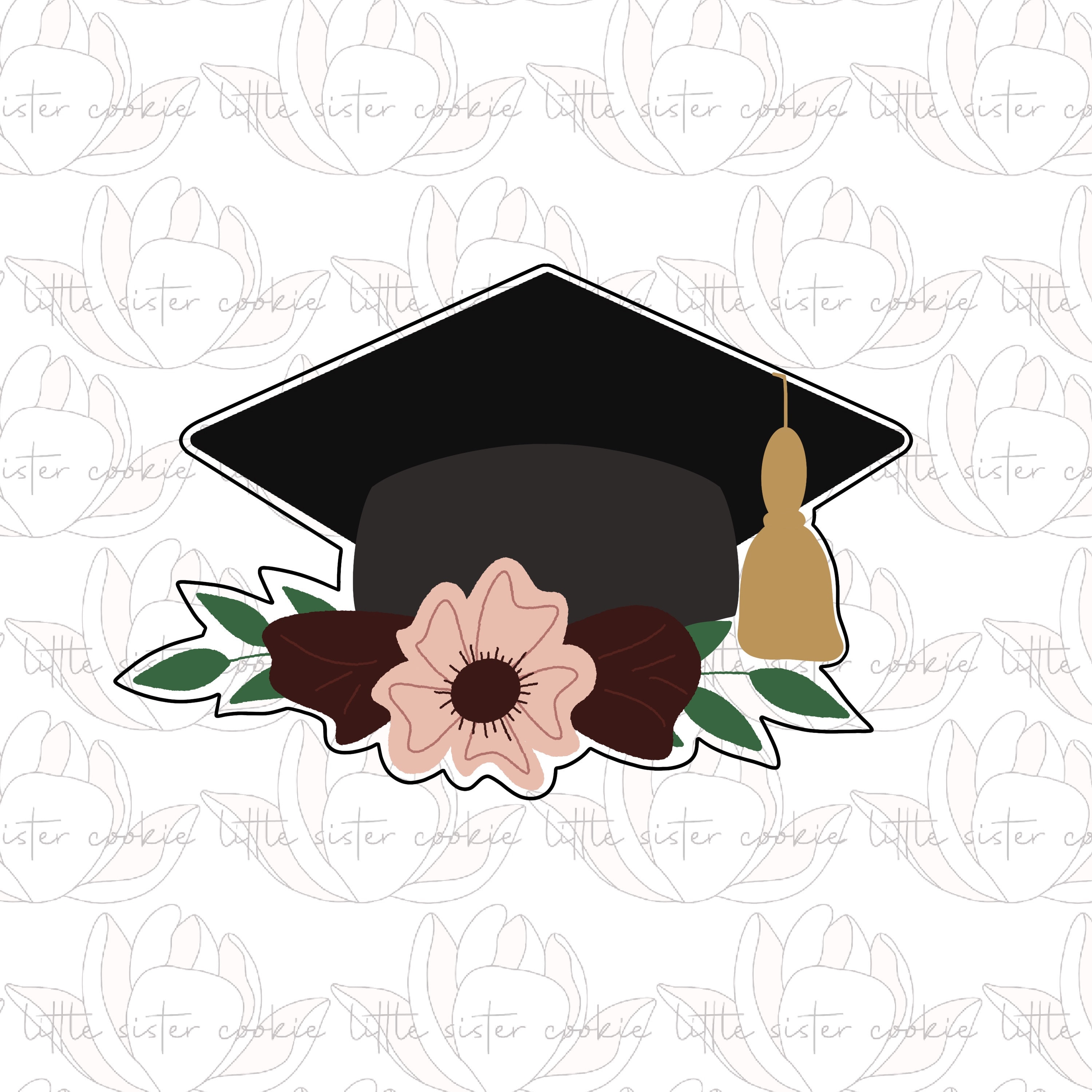 STL FILE ONLY Floral Grad Hat Cookie Cutter - Etsy